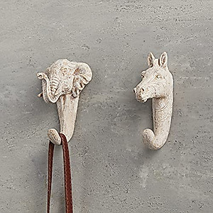 47th & Main Whitewashed Decorative Wall Hook, 4.72" Long, Elephant