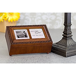 Cottage Garden Baby Girl Loved for This Child Woodgrain Rope Trim Jewelry Music Box Plays Jesus Loves Me