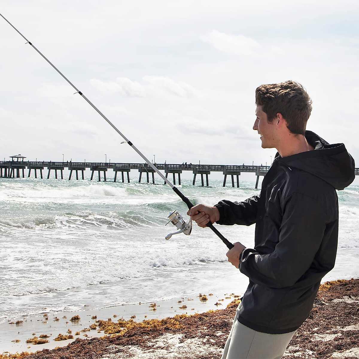 Whistytwig Compact Telescopic Fishing Rod - Versatile Retractable Pole for Fresh & Saltwater, Portable Fishing Rod, Ideal for Travel (Black/White - Lure Fishing, 7'2.5")