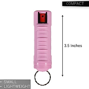 Police Magnum Keychain Pepper Spray Self Defense Belt Clip Holder- Tactical Maximum Strength OC with Dye- Made in The USA - 1 Pack Soft Pink INJ