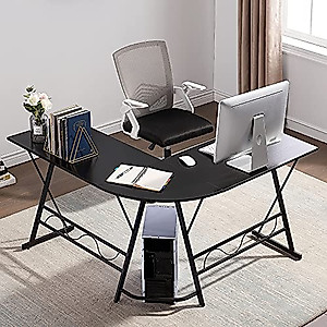 ivinta L-Shaped Computer Corner Desk, 49.6 inch Black Home Office Desk, Modern Gaming Desk, Writing Table Workstation Desk for Small Space (Black)