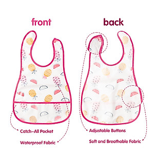 R HORSE 5Pcs Baby Bibs Set Cotton Toddler Bibs with Crumb Catcher Pocket & Snaps Baby Feeding Bibs Waterproof Food Bibs Infant Feeding Bibs with Fruit Pattern for Infants Babies Toddler 6-36 Months