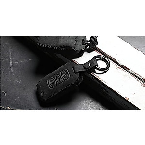 JanneChou Alcantara Handmade Leather Smart Key Fob Case Holder Shell Cover Compatible for Bentley Continental GT GTC Mulsanne Flying Spur