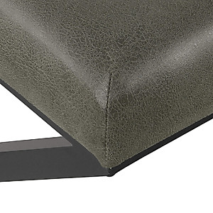 Homepop Home Decor | Modern Square Ottoman with Metal X Base | Ottoman for Living Room & Bedroom | Decorative Home Furniture (Gray Faux Leather) Small