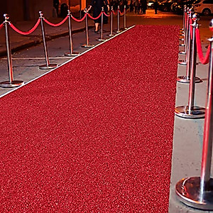 Shihanee Sequin Aisle Runner for Weddings 2 x 15 ft Glitter Wedding Rug Runner with Carpet Tape Sparkly Wedding Outdoor Floor Runner Floor Carpet Runner for Prom Ceremony Event Party Decoration (Red)