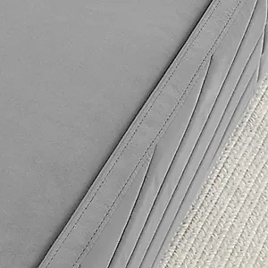 HomSof Modern Convertible Detachable Arm Pockets Velvet Loveseat Sofa with Pull Out Bed, 2 Pillows and Living Room Adjustable Backrest, Grid Design Armrests, Style D, Grey