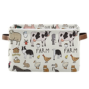 xigua Farm Animals Storage Basket Storage Bin Organizer Basket, Foldable Rectangular Storage Box with Handles for Home Office