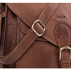 LEABAGS Riyadh Shoulder bag I Genuine buffalo leather handbag I Shoulder bag with vintage look I Leather shoulder handbag