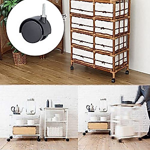 2 Inch Casters Swivel Stem Caster Wheel 1/4" - 20 x 1" New PP Furniture Shelving Casters Replacement Castors with Brakes (with Brake-Black)