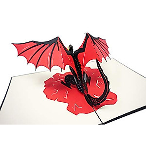 WOWPAPERART Dragon Fire - 3D Pop Up Greeting Card For All Occasions - Birthday, Love, Christmas - Ultimate Card for Dragon Lovers