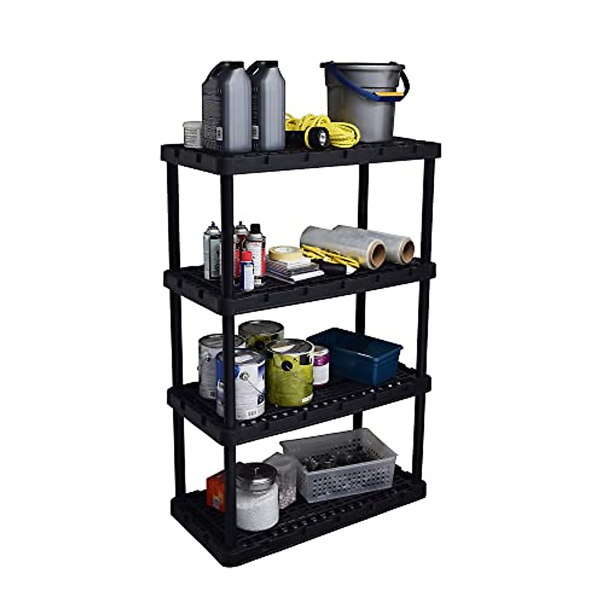 Gracious Living 4 Shelf Fixed Height Ventilated Heavy Duty Storage Unit 18 x 36 x 54 Organizer System for Home, Garage, Basement, and Laundry, Black