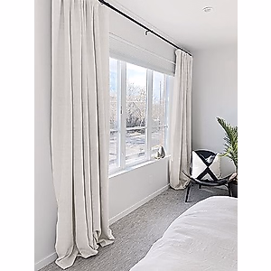 100% Blackout Shield Linen Blackout Curtains 108 Inches Long 2 Panels Set, Clip Rings/Rod Pocket Blackout Curtains No Light, Black Out Curtains & Drapes for Bedroom, 50 inches Wide Each Panel, Beige