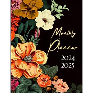 2024-2025 Monthly Planner: Large Floral Jan-Dec Two 2 Year Calendar Organizer for Users Who Love to Keep It Simple and Only Want the Monthly Pages