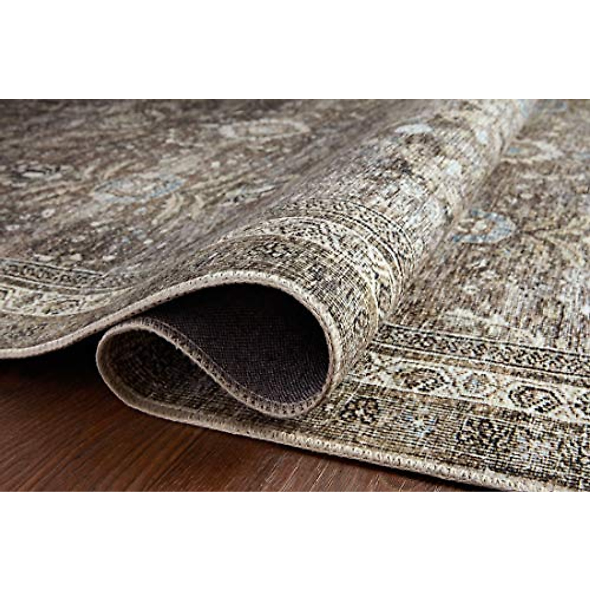Loloi Layla Collection, LAY-13, Antique/Moss, 9'-6" x 14', .13" Thick, Area Rug, Soft, Durable, Vintage Inspired, Distressed, Low Pile, Non-Shedding, Easy Clean, Printed, Living Room Rug