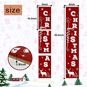 CHRISTMAS DOOR DECOR-Merry Christmas Wooden Welcome Sign Vertical Porch Sign