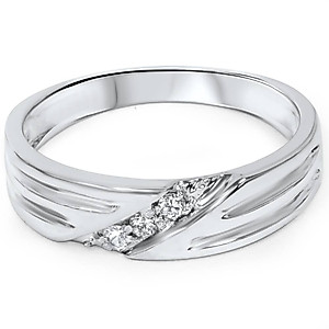 Mens Real Diamond 14k White Gold Wedding Ring Band New - Size 10