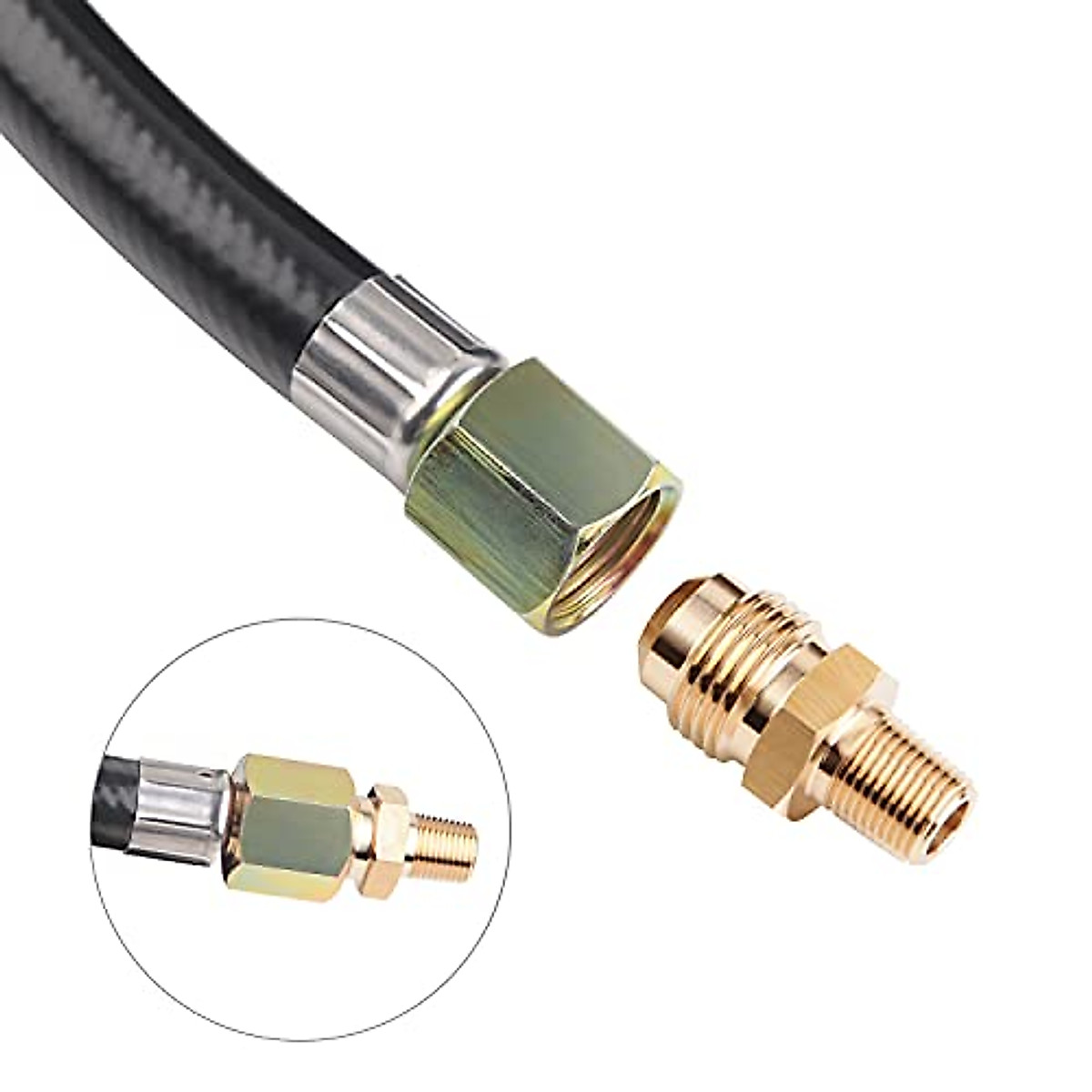 20FT Propane Hose with 3/8" Female Flare for Gas Grill, RV, Fire Pit, Heater, with a Pipe Fitting 3/8" Flare x 1/8" MNPT