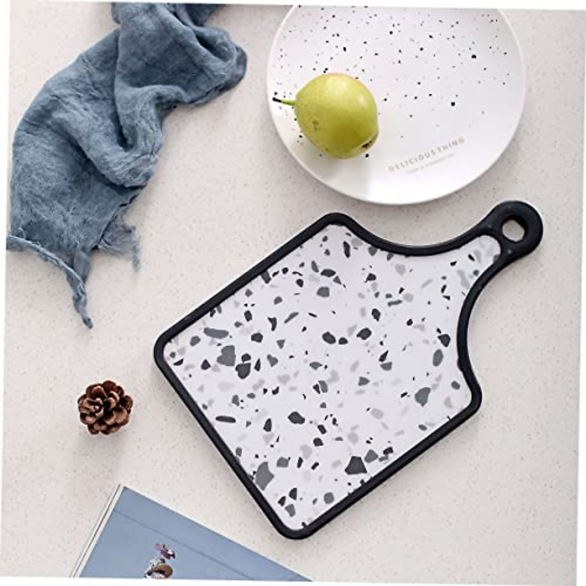 BESTonZON Fruit Tray Plastic Trays Wooden Trays Kitchen Chopping Tray Kitchen Cutting Board Wooden Carving Board Safe Chopping Board Cutting Sheets for Kitchen Plastic Cutting Board Terrazzo