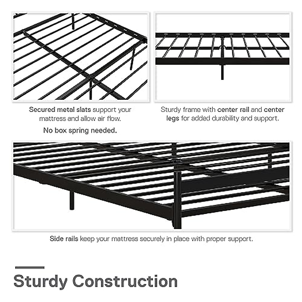 DHP Narla Metal Platform Bed, Queen, Black