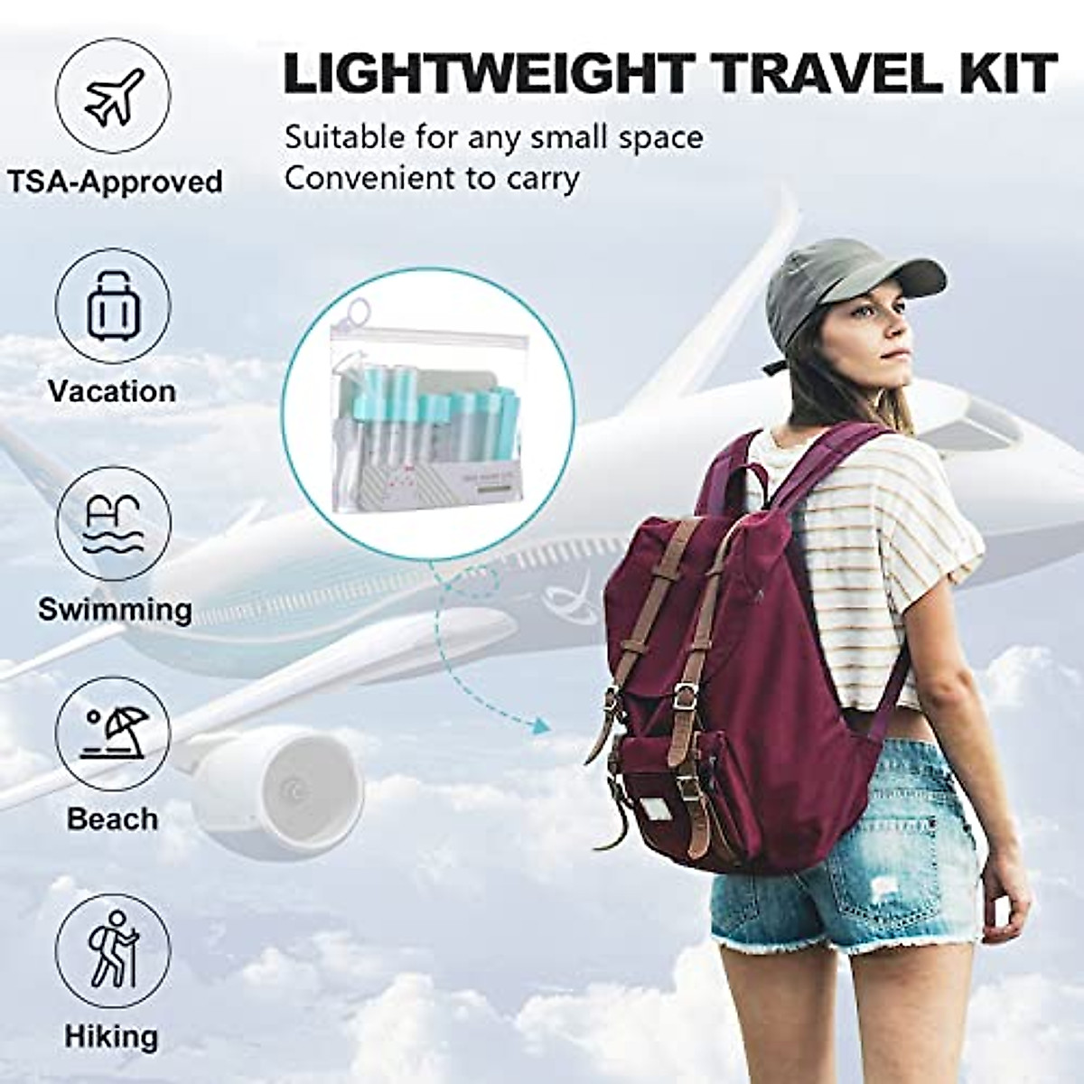 NUTAKI Tsa Approved Travel Toiletry Bottles Containers Kit (LEAKPROOF BPA FREE) Travel Accessories - 12 Pieces/Clear Case