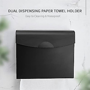 GKMJKI Wall-Mounted Paper Towel Dispenser Dual Dispensing Paper Holder Metal Kitchen Tissue Dispenser Bathroom