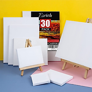 30 Pack Canvases for Painting with 4x4", 5x7", 8x10", 9x12", 11x14", 12x16", Painting Canvas for Oil & Acrylic Paint