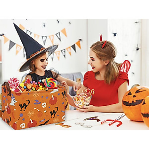 DDBASKET Halloween Basket Pumpkin Halloween Baskets for Kids Trick or Treat Basket Rectangular Toy Storage Bin Organizer Box Room Decor for Halloween Parties(Candy Pumpkin)