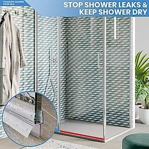 2 Pack Glass Door Silicone Seal Strip 36 Inch Shower Door Bottom Seal Sweep-Suitable for 3/8 Inch Glass-Stop Shower Leaks Frameless Shower Door Seal Strip