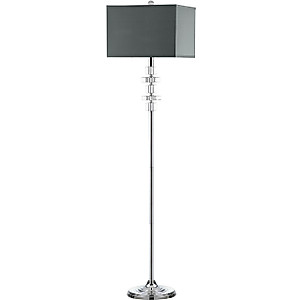 SAFAVIEH Lighting Collection Times Square Modern Clear Crystal/ Chrome 60-inch Living Room Bedroom Home Office Standing Floor Lamp (LED Bulb Included)