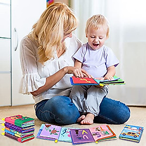 Baby Bath Books,Nontoxic Fabric Soft Baby Cloth Books,Early Education Toys,Waterproof Baby Books for Toddler, Infants Perfect Shower Toys,Kids Bath Toys Birthday Gift(Pack of 8)