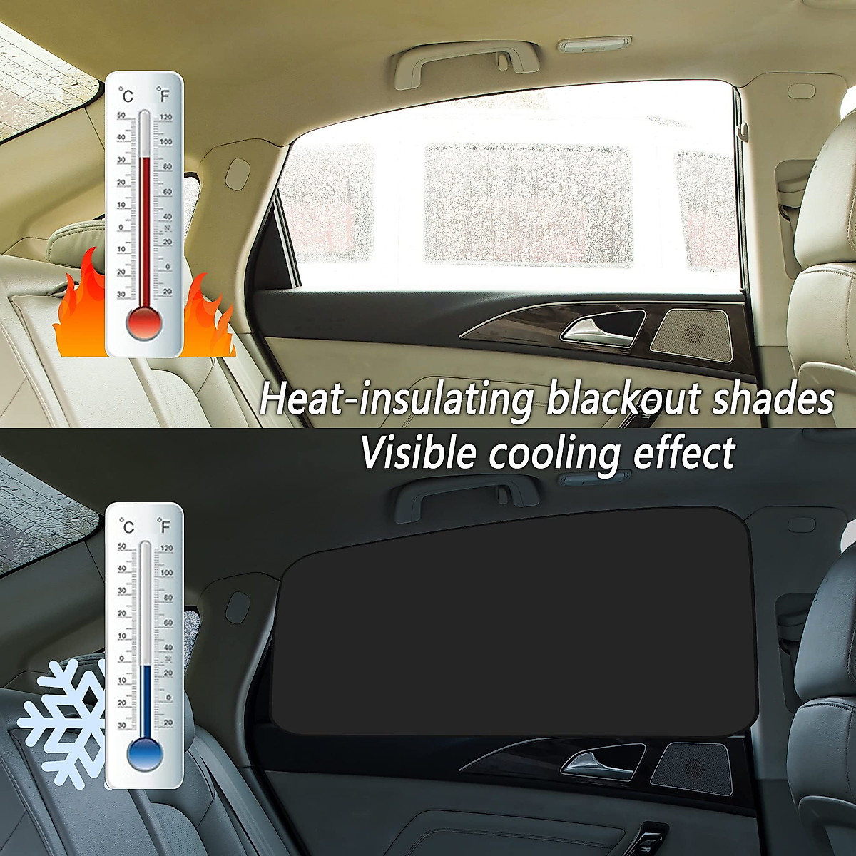 4Pack Car Window Shades with Magnets,Strong-Light Blocking&UV Protection Car Privacy Shades,Universal Essential Interior Accessories for Window Baby,Auto Camping and Napping Curtains