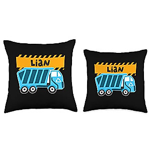 Waste Collector Dump Trash Recycling Lover Lian Trash Kids Collector Ecologist Garbage Truck Throw Pillow, 16x16, Multicolor