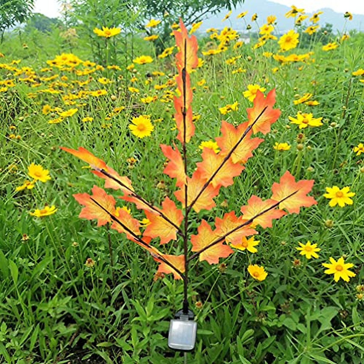 OSALADI Lighted Maple Tree Fall Decor Outdoor 2pcs LED Solar Landscape Light Simulation Maple Leaf Landscape Led Pathway Lights Villa Outdoor Pathway Decor Outdoor Fall Decor