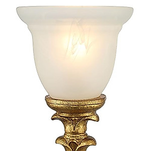 EAUSO Traditional Accent Table Lamp French Gold Uplight Alabaster Glass Shade Desk Lamp 18" High for Living Room Bedroom House Bedside