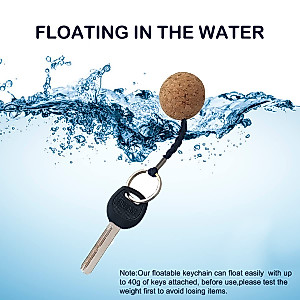 35mm Floating Cork Ball Keyring Float Keychain for Kayaking Boating Fishing Kite Surfing Sailing Kayak, Pack of 2