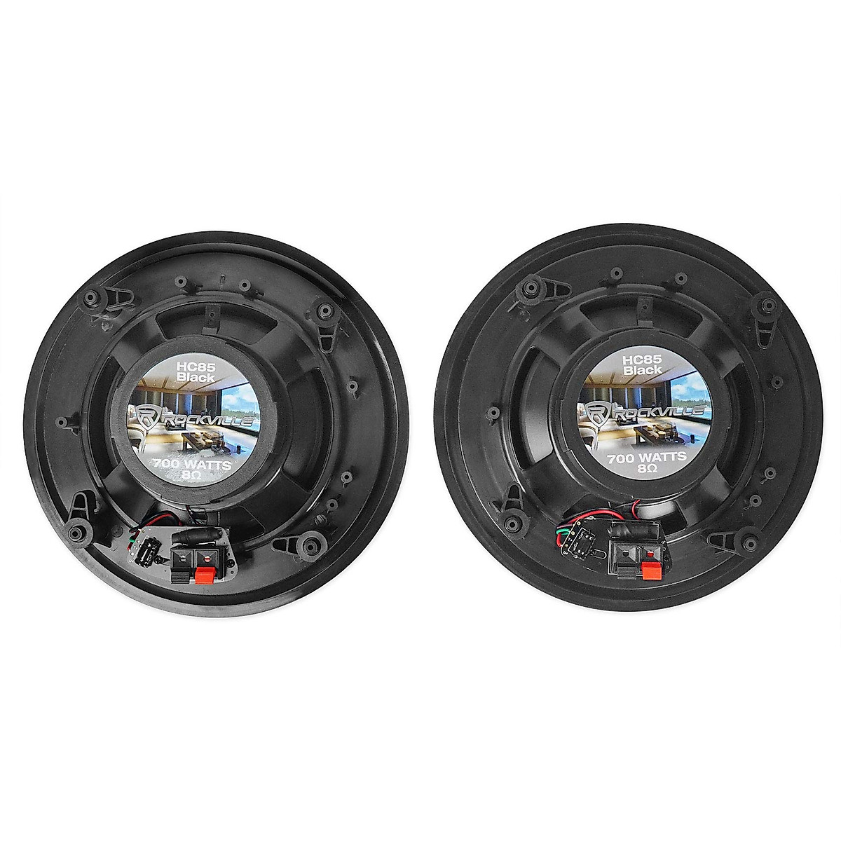 Rockville (8) HC85 Black 8" 700 Watt in-Ceiling Home Theater Speakers 8-Ohm
