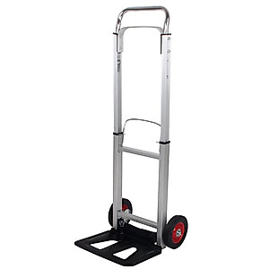 Aluminum Hand Truck Heavy Duty Hand Truck Dolly Cart Foldable Hand Cart 220 lb Capacity with 2 Elastic Ropes Telescoping Handle Handing Truck for Delivery Carrying (220lbs/2 Wheels)