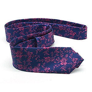 Men Handmade Silk Tie Fashion Blue Rose Small Floral Wedding Party Dance Necktie