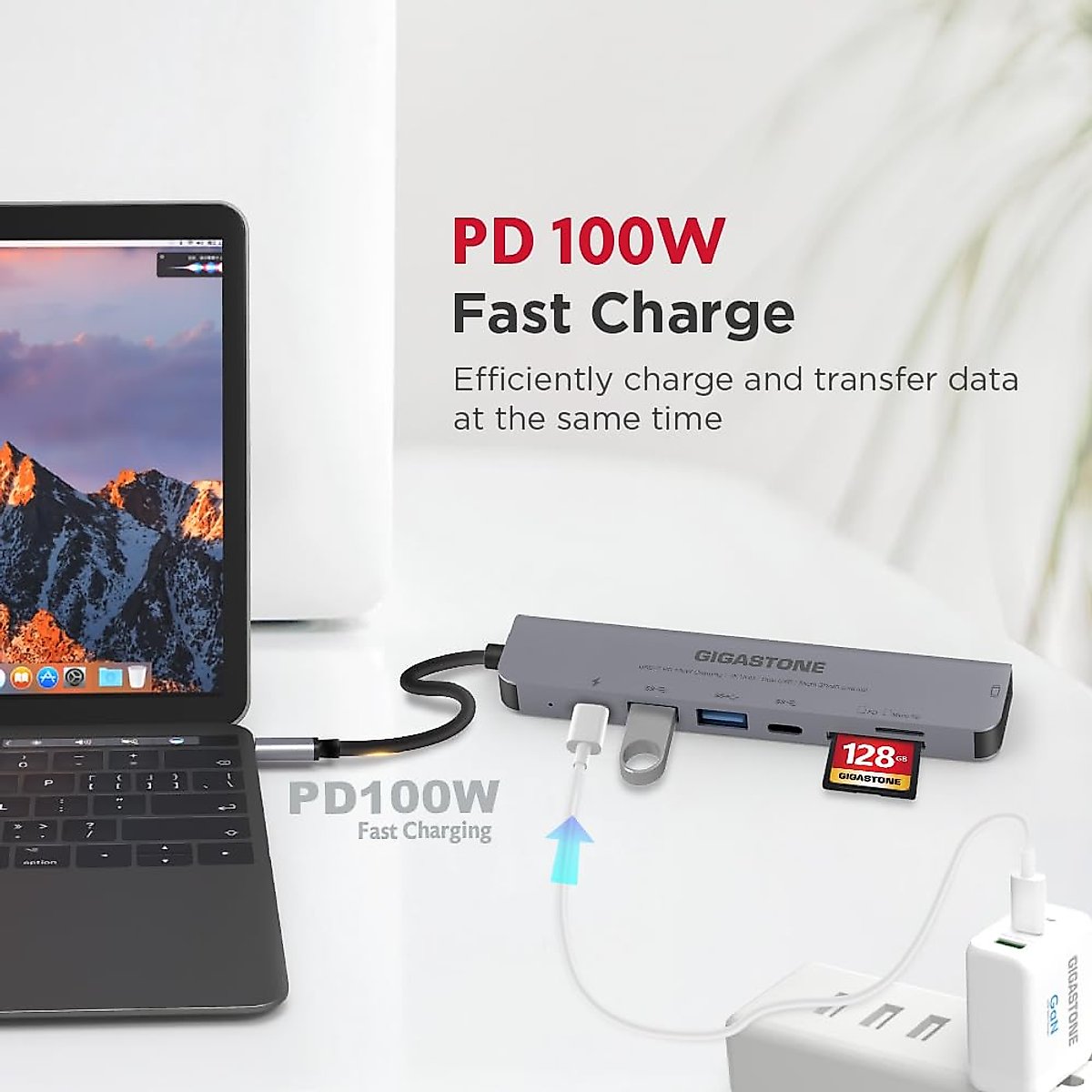 [USB C Hub] 2-Pack GIGASTONE 7 in 1 Multiport Adapter for iPad, MacBook Pro Air with 4K HDMI Splitter, PD 100W Thunderbolt, SD/microSD Reader, Dongle for iPhone 15, Surface, XPS, Laptops, Tablets