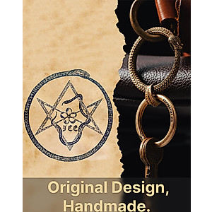 COPPERTIST.WU Ouroboros Snap Brass Keychain Keyring Spring Clip Ring with Key Ring