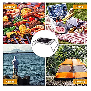 REDCAMP Folding Campfire Grill with Grill Plate, Heavy Duty Portable Camping Grill with Carrying Bag