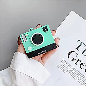 Airpod 3 Case, 2021 with Keychain Cute Cartoon Candy Design Shockproof Skin Protection Accessories Airpod 3rd Silicone Cover. (Camera-Green)