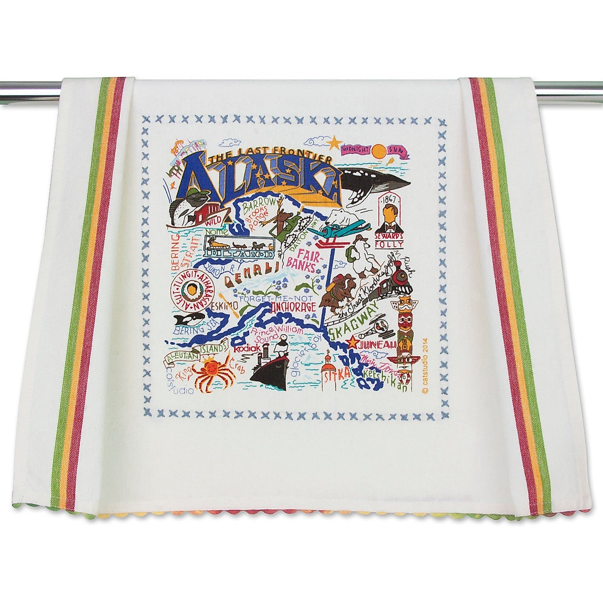 Catstudio Alaska Dish Towel - U.S. State Souvenir Kitchen and Hand Towel with Original Artwork - Perfect Tea Towel for Alaska Lovers, Travel Souvenir