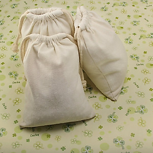 FunLavie 6 PACK Cotton Muslin Bags 5.9" x 7.9" Small Canvas Drawstring Bag for Multipurpose Storage