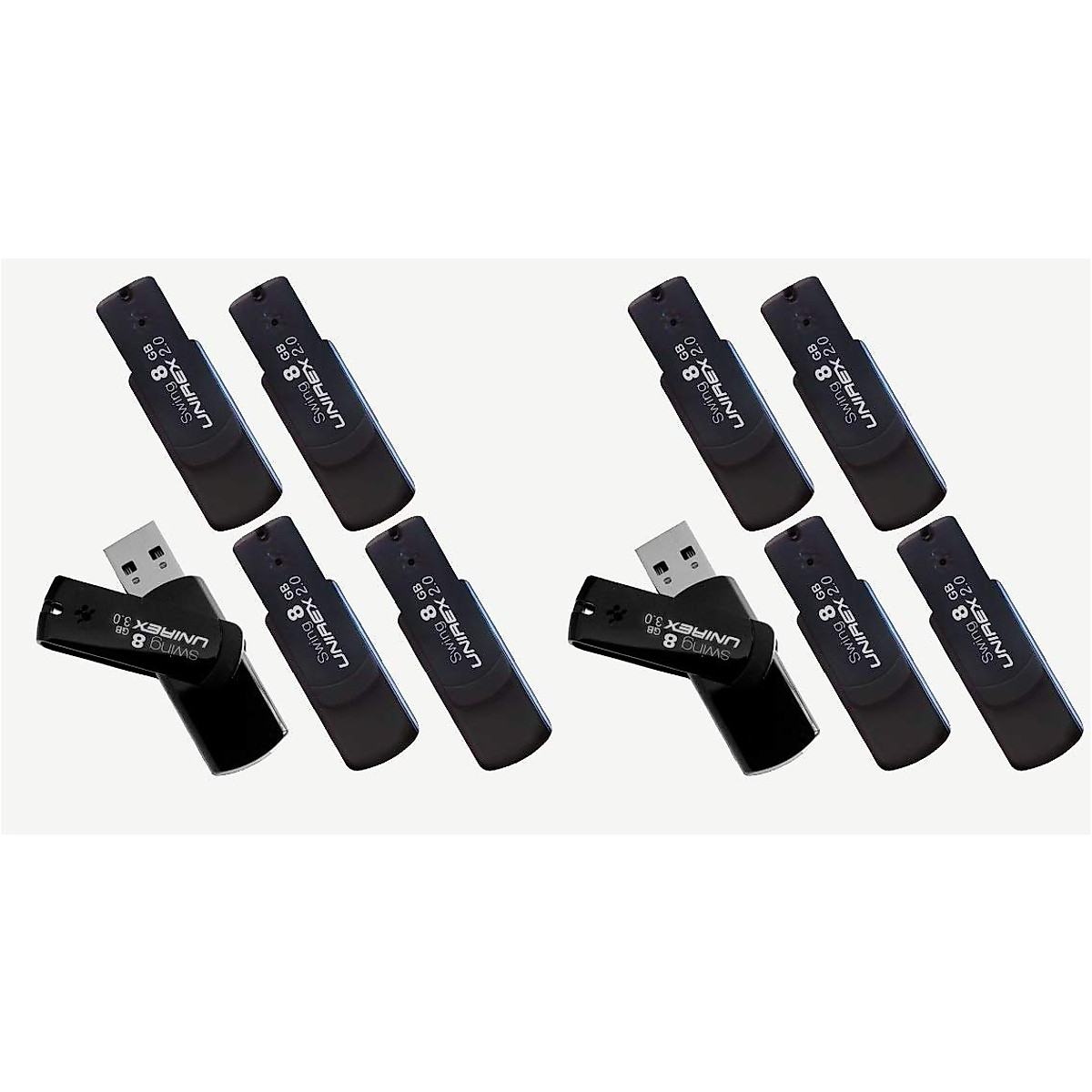 10-Pack Swing USB 2.0 Flash Drive Black 8GB