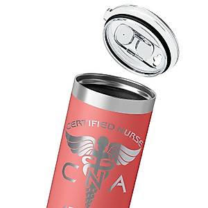 Personalized CNA Certified Nurse Assistant Gift on Guava 22 oz Stainless Steel Skinny Tumbler Custom Engraved Gifts for Men and Women