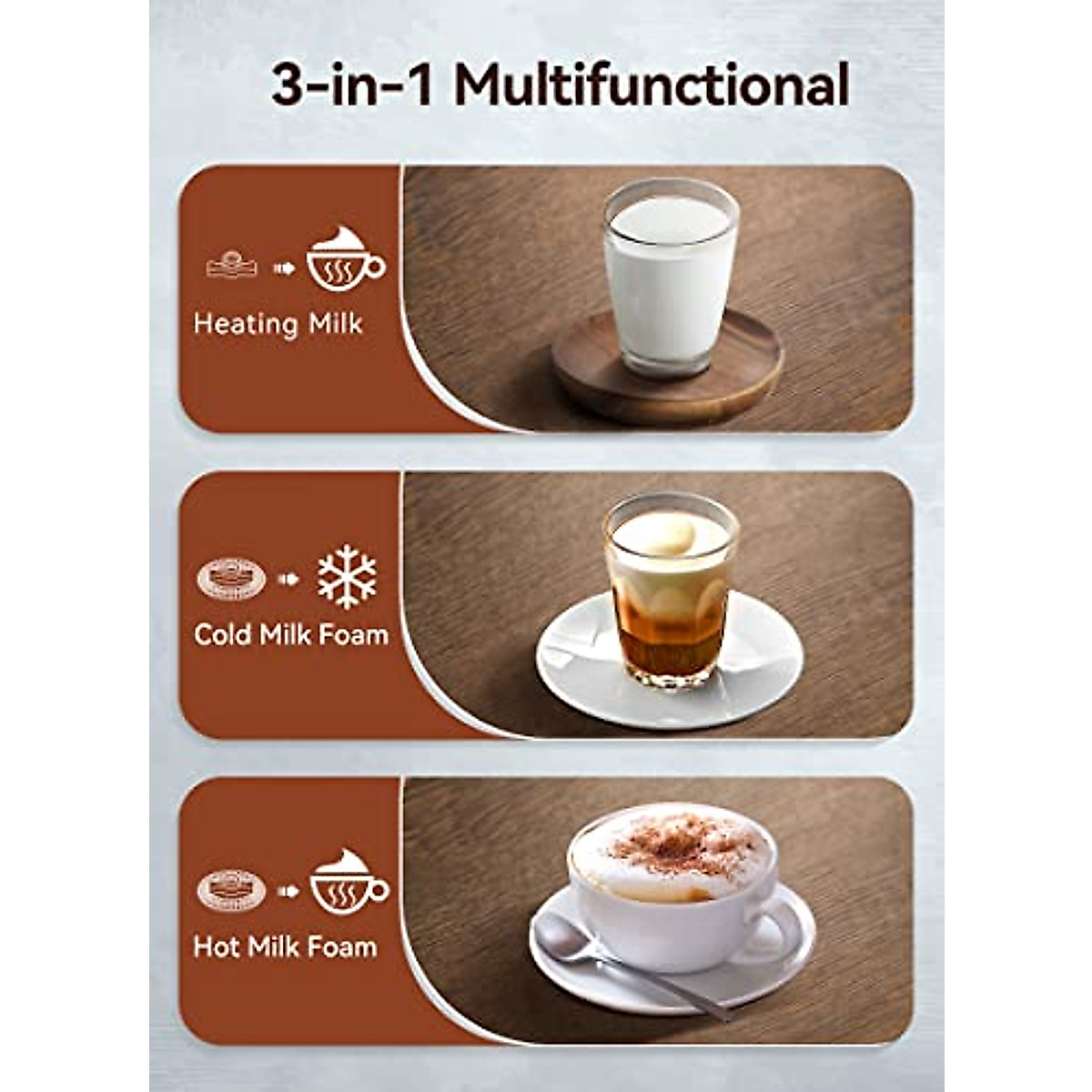 Milk Frother, Thereye Electric Milk Steamer, Automatic Hot and Cold Foam Maker and Milk Warmer for Latte, Cappuccinos, Macchiato, Hot Chocolate Coffee