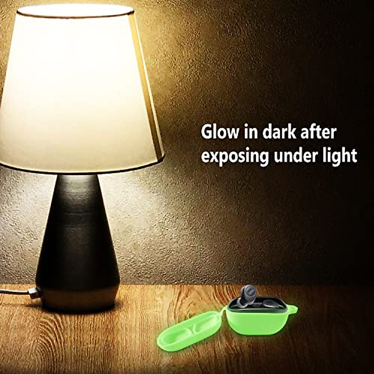 Geiomoo Silicone Case Compatible with JBL Vibe 100 TWS, Protective Cover with Carabiner (Luminous Green)