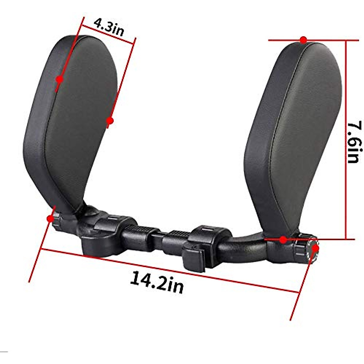 STYLOOC Car Seat Headrest Pillow, Car Seat Pillow Headrest Support Neck Pillow Head Protection Cervical Spine Adjustable on Both Sides Telescopic Version PU Leather Universal for Kids Adults Travel