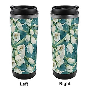 New Mexico Yucca State Flower Travel Coffee Mug Reusable Insulated Drinking Cup with Lid for Home Outdoor Works 13 Oz